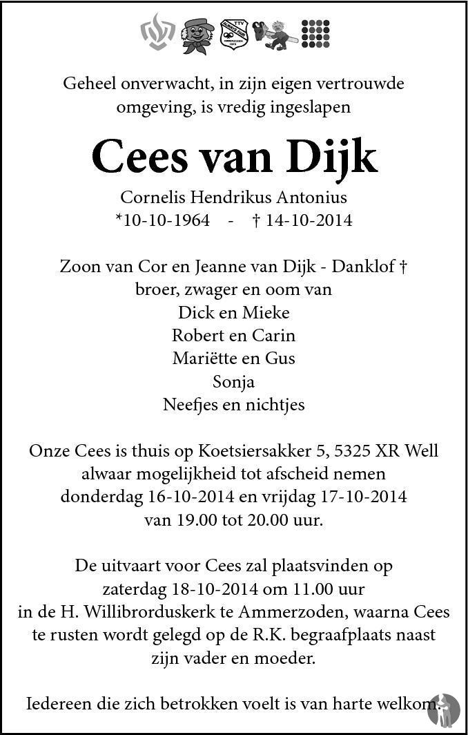 Cornelis Hendrikus Antonius (Cees) van Dijk 14-10-2014 ...