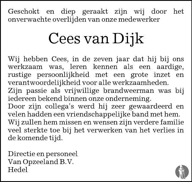 Cornelis Hendrikus Antonius (Cees) van Dijk 14-10-2014 ...