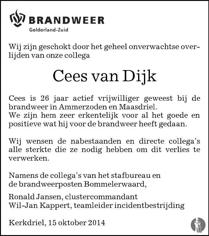 Cornelis Hendrikus Antonius (Cees) van Dijk 14-10-2014 ...