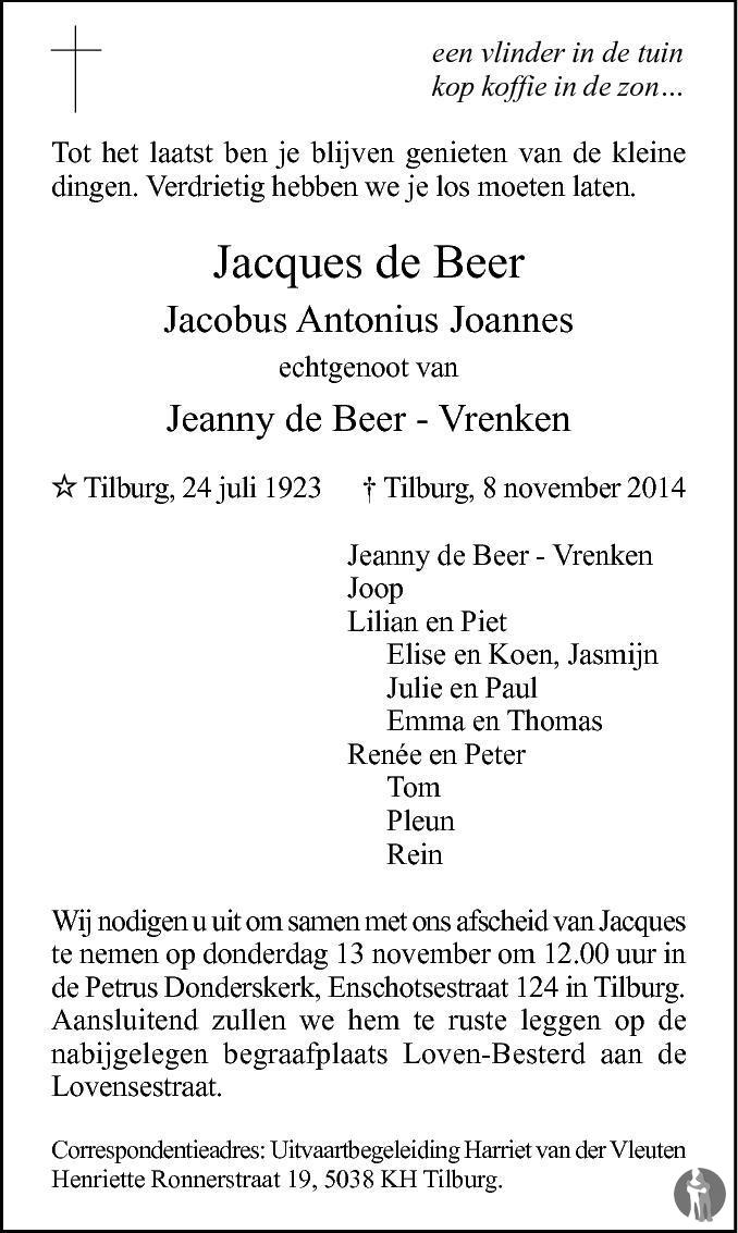 Jacobus Antonius Joannes (Jacques) de Beer 08-11-2014 ...