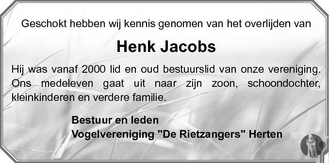 Henk Jacobs 24-11-2014 overlijdensbericht en condoleances - Mensenlinq.nl