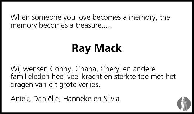 Ray Mack 24-01-2015 overlijdensbericht en condoleances - Mensenlinq.nl