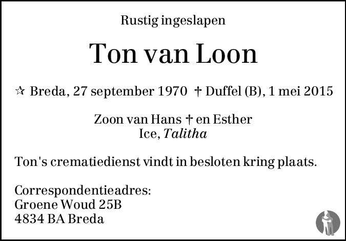 Ton van Loon 01-05-2015 overlijdensbericht en condoleances - Mensenlinq.nl