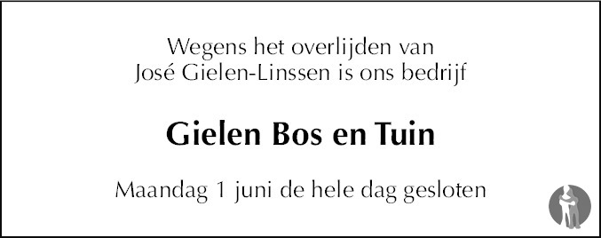José Gielen - Linssen 26-05-2015 overlijdensbericht en condoleances ...