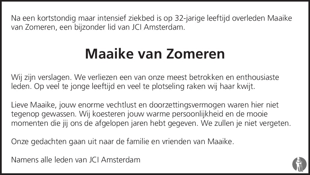 Maaike van Zomeren 11-06-2015 overlijdensbericht en condoleances ...