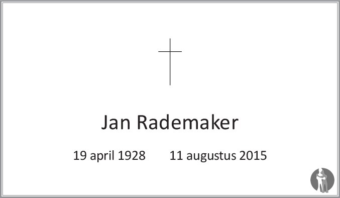 Jan Rademaker 11-08-2015 overlijdensbericht en condoleances - Mensenlinq.nl