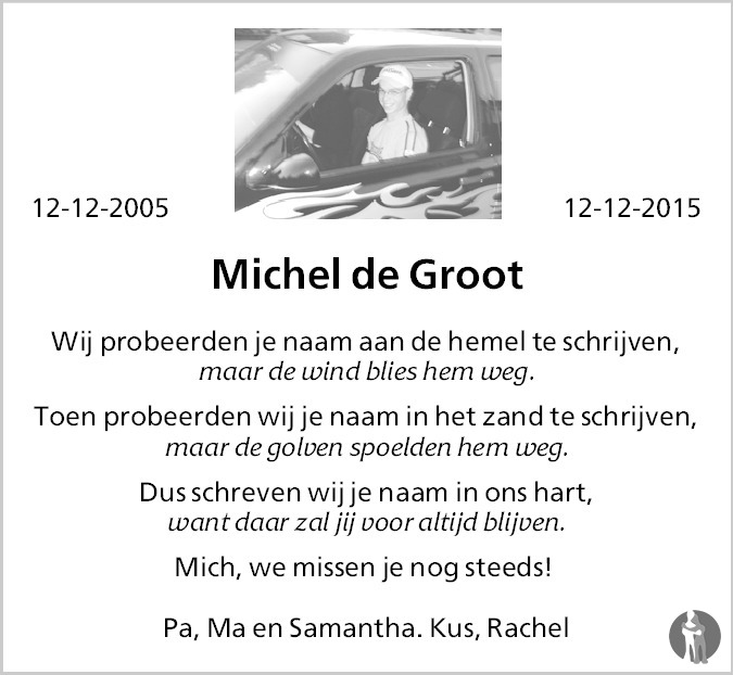 Michel de Groot 12-12-2005 overlijdensbericht en condoleances ...