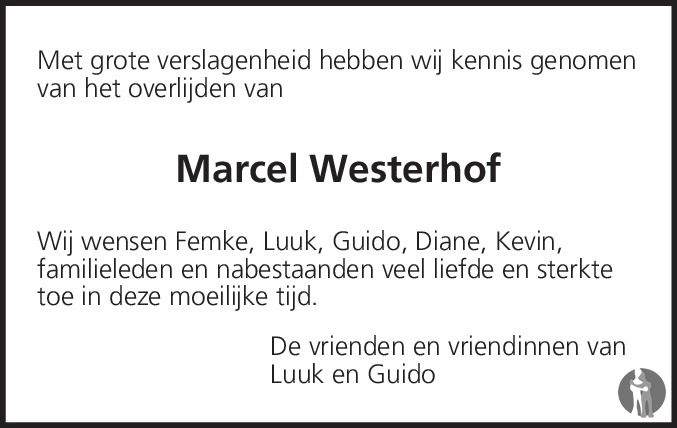 Marcel J.B. Westerhof 12-12-2015 overlijdensbericht en condoleances ...