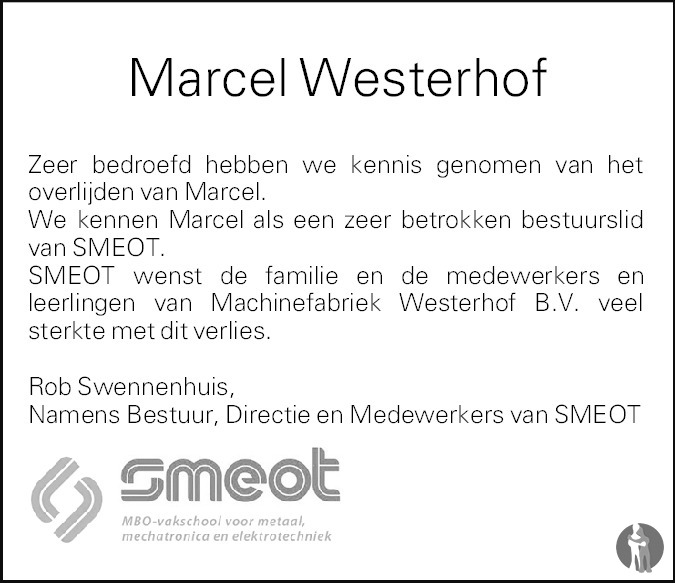 Marcel J.B. Westerhof 12-12-2015 overlijdensbericht en condoleances ...