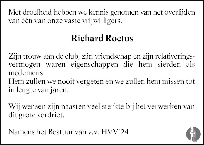 Richard Franciscus Roctus 12-01-2016 overlijdensbericht en condoleances ...