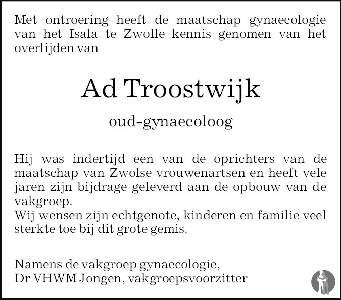 dr. Arthur Louis (Ad) Troostwijk 30-11-2016 overlijdensbericht en ...