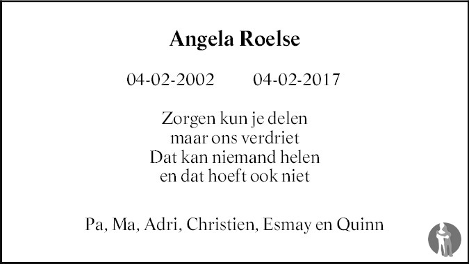Angela Roelse 04-02-2017 overlijdensbericht en condoleances - Mensenlinq.nl