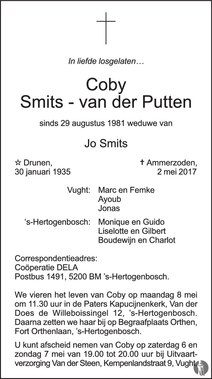 Coby Smits - van der Putten 02-05-2017 overlijdensbericht en ...