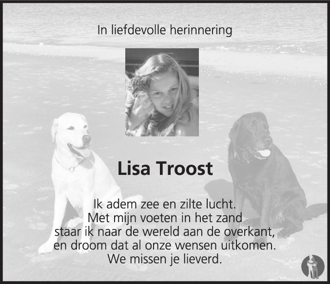 Lisa Koetje Troost 28-08-2011 overlijdensbericht en condoleances ...
