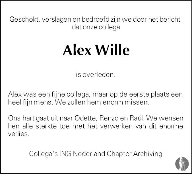 Alex Wille 10-11-2017 overlijdensbericht en condoleances - Mensenlinq.nl