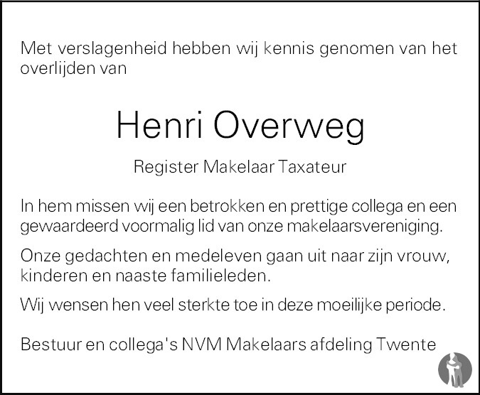 Henri Overweg 14-01-2018 overlijdensbericht en condoleances - Mensenlinq.nl