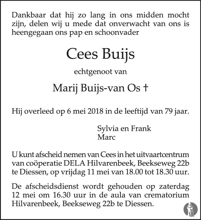 Cees Buijs 07-05-2018 overlijdensbericht en condoleances - Mensenlinq.nl